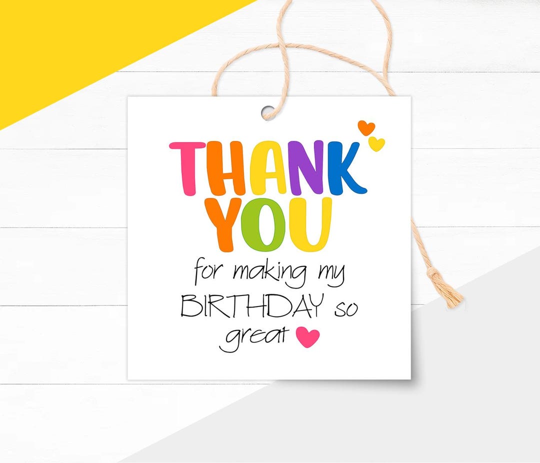 Birthday Thank You Gift Tags: Primary Colors Printable Gift Birthday ...