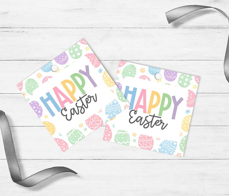 Happy Easter Egg Gift Tags Printable, Cookie Treat Bag Label, Kids ...