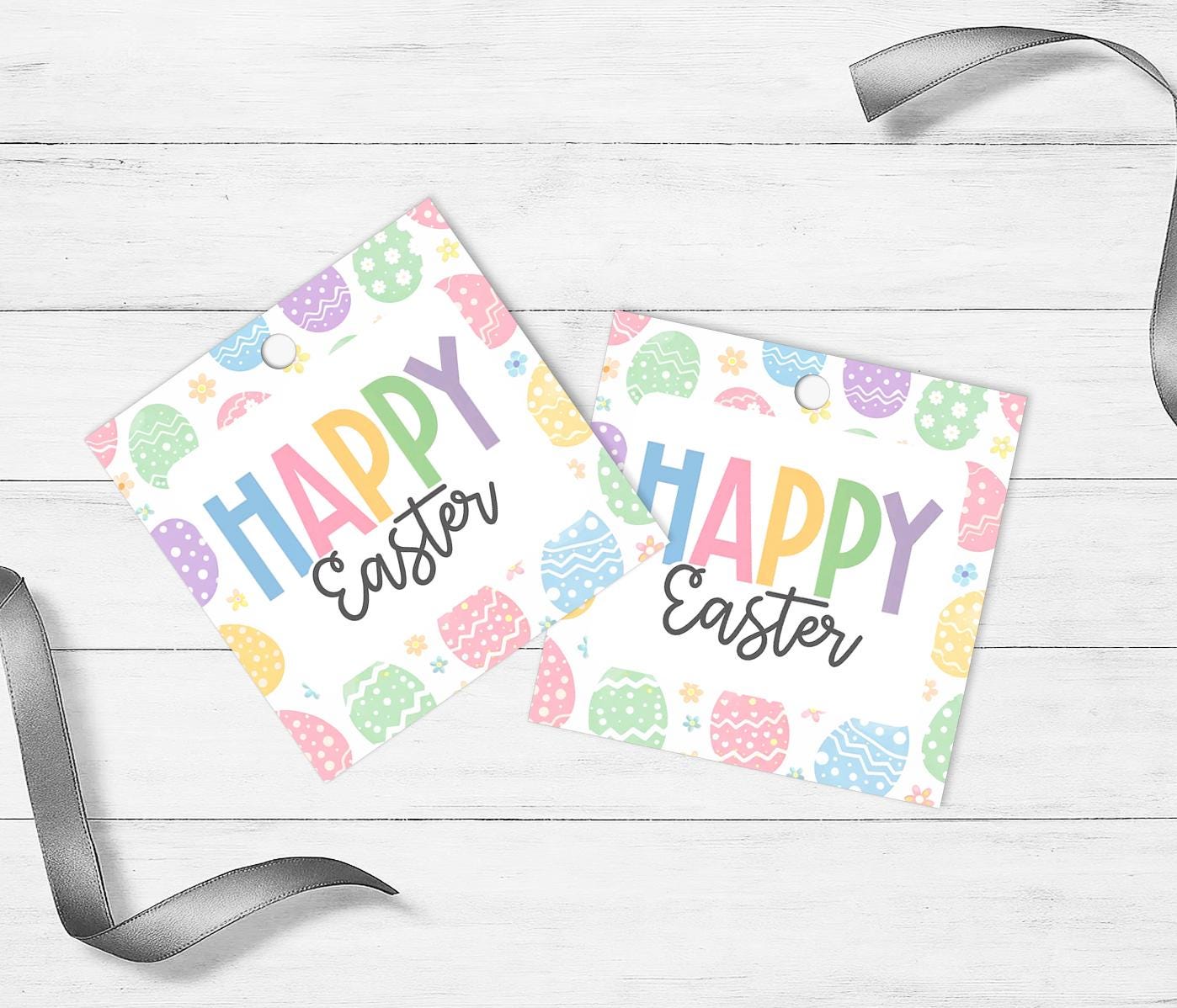 Happy Easter Egg Gift Tags Printable, Cookie Treat Bag Label, Kids ...