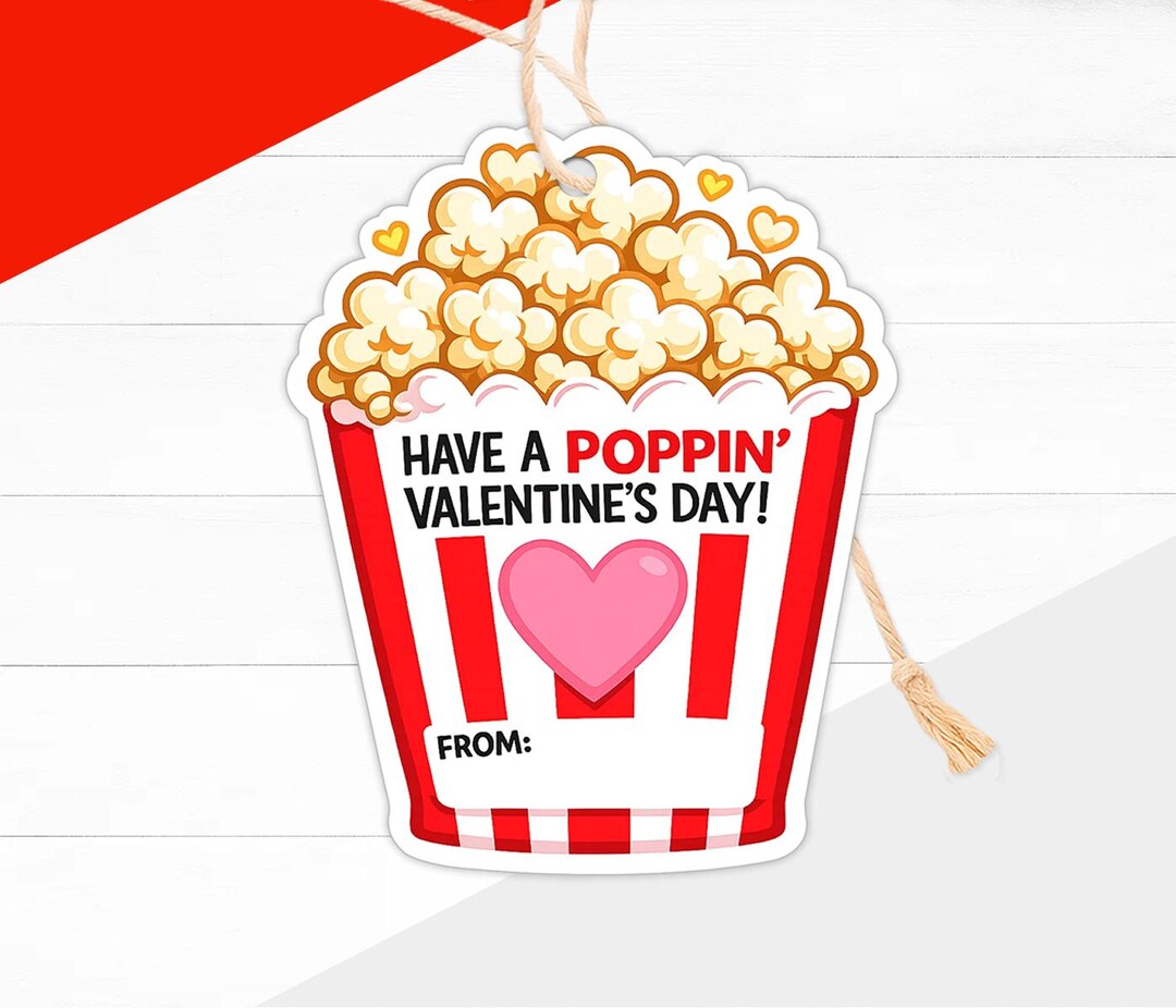 Printable Popcorn Valentine Cards for Kids, Classroom Poppin Valentine ...