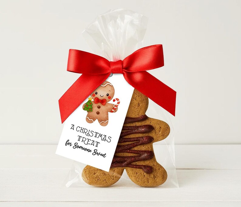 Gingerbread Man Christmas Gift Tags: Printable Holiday Treat Tag, Xmas ...