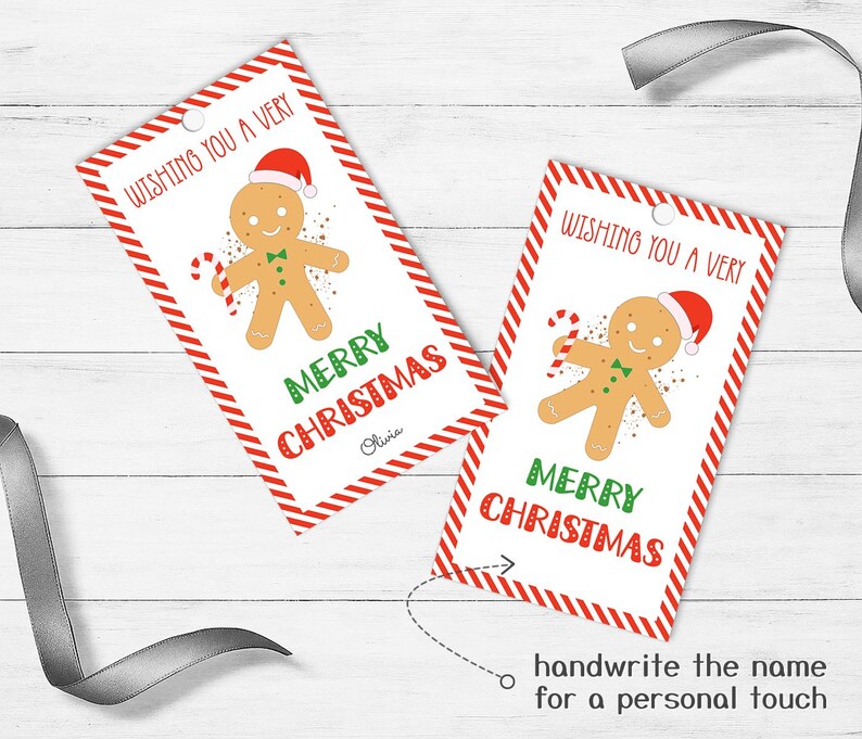 Printable Gingerbread Christmas Gift Tags: Holiday Treat Tag, Teacher ...