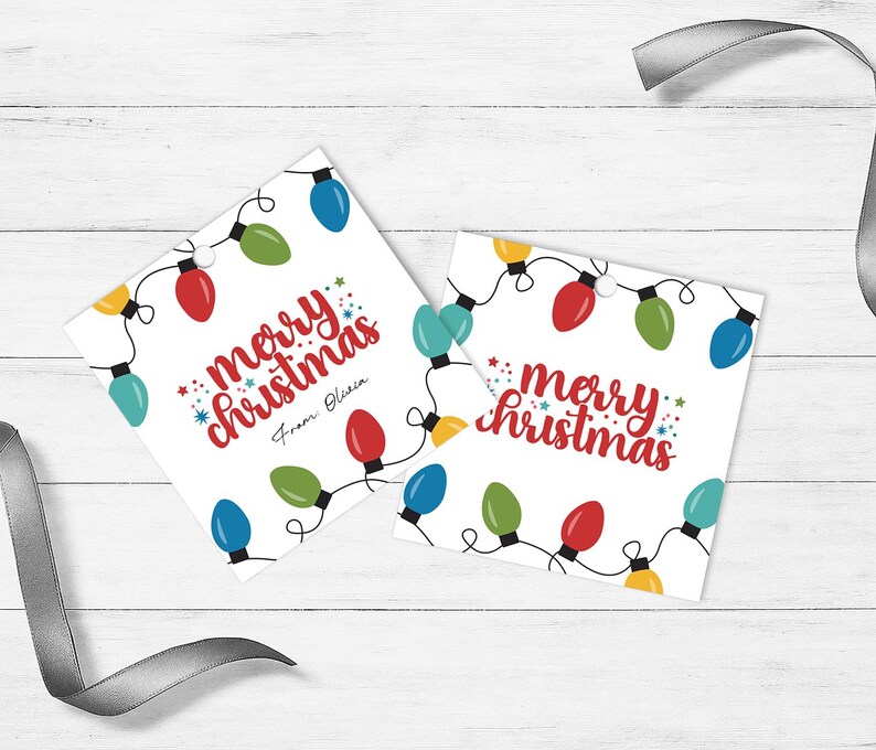 Printable Christmas Lights Gift Tags: Holiday Favor Labels, Xmas Treat ...