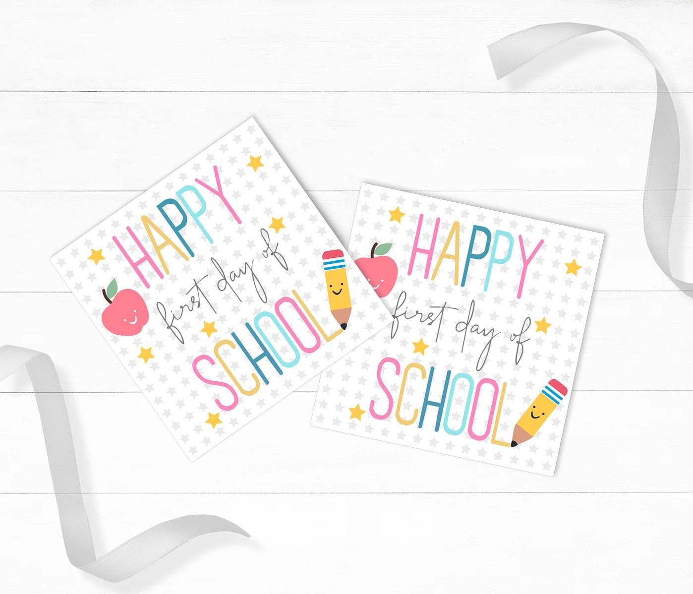 First Day of School Gift Tags: Printable Student Favors, Apple Pencil ...