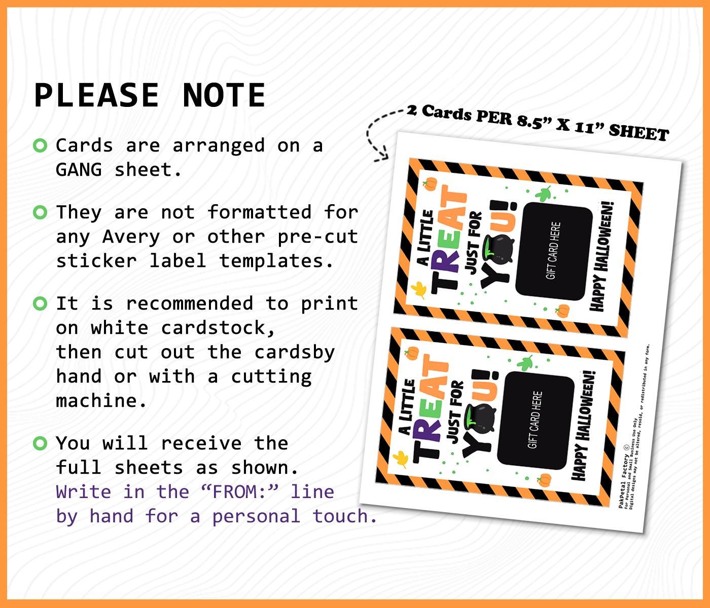 Printable Halloween Gift Card Holder: A Little Treat Just for You Tag ...