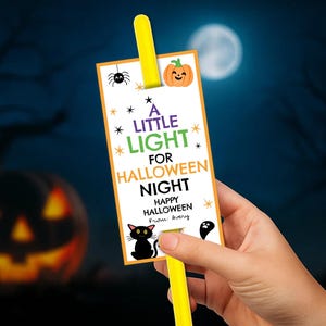 Printable Halloween Glow Stick Favor Tags: "a Little Light" (instant ...