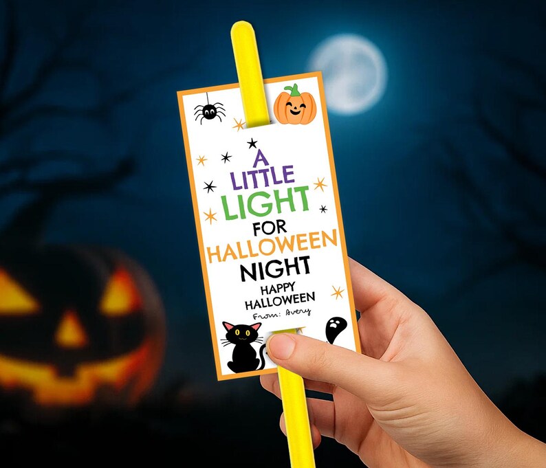 Printable Halloween Glow Stick Favor Tags: "a Little Light" (instant ...