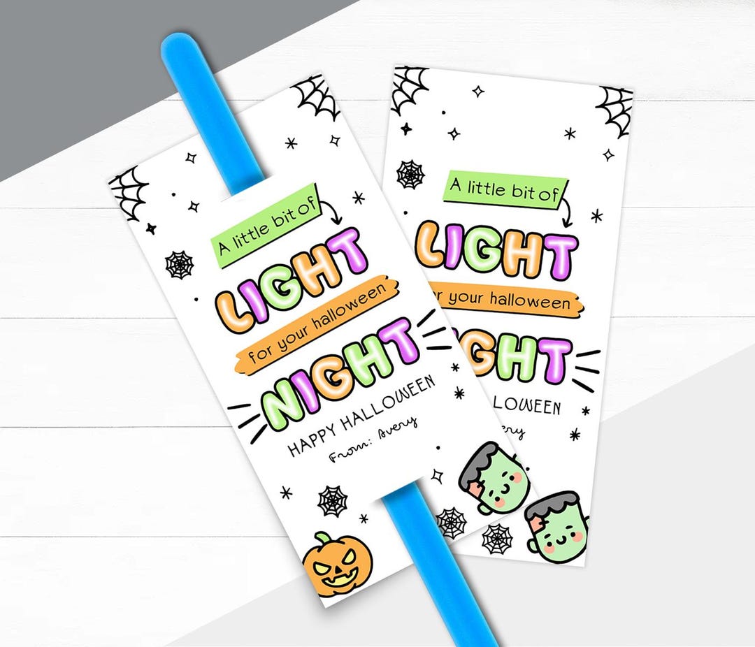 Halloween Glow Stick Holder Tags: Printable Boo Basket Gifts, Trick or ...
