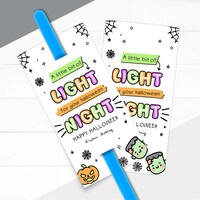 EDITABLE GLOW STICK Ghost Tag, Halloween Card, Kids Halloween ...