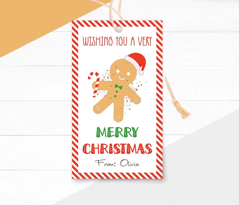 Printable Gingerbread Christmas Gift Tags: Holiday Treat Tag, Teacher ...
