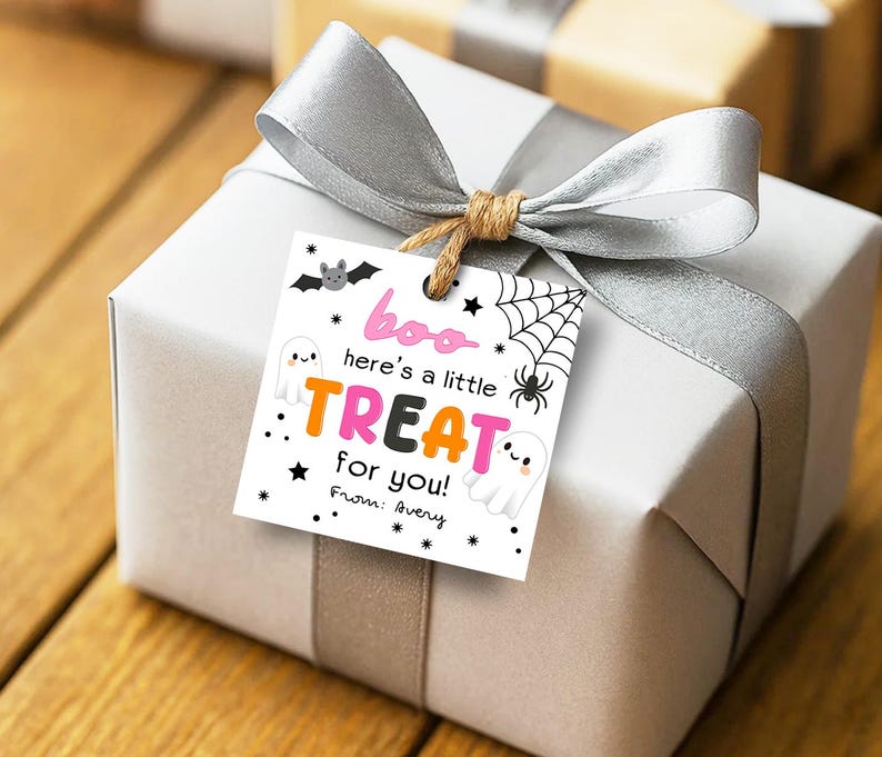 Printable Halloween Treat Tags: Spider Web Bat Ghost Boo Basket Labels ...