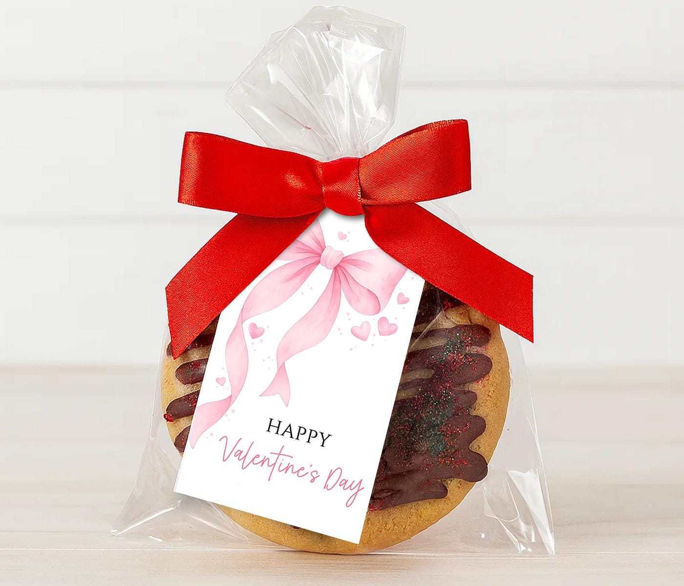 Pink Coquette Bow Valentine Gift Tags: Printable Favor Labels (instant ...
