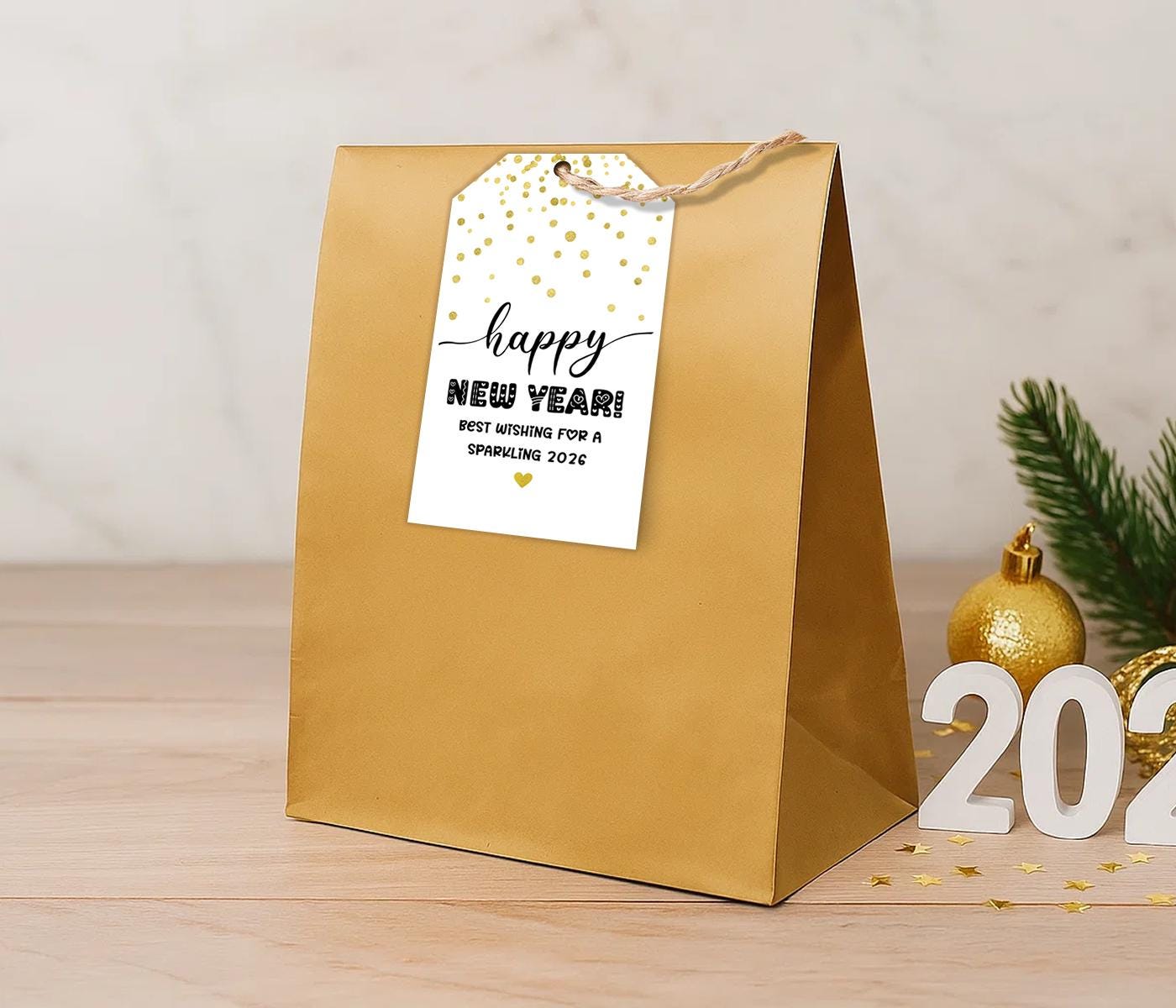 Golden Glitter New Year Gift Tags: Printable NYE Favor Labels for ...