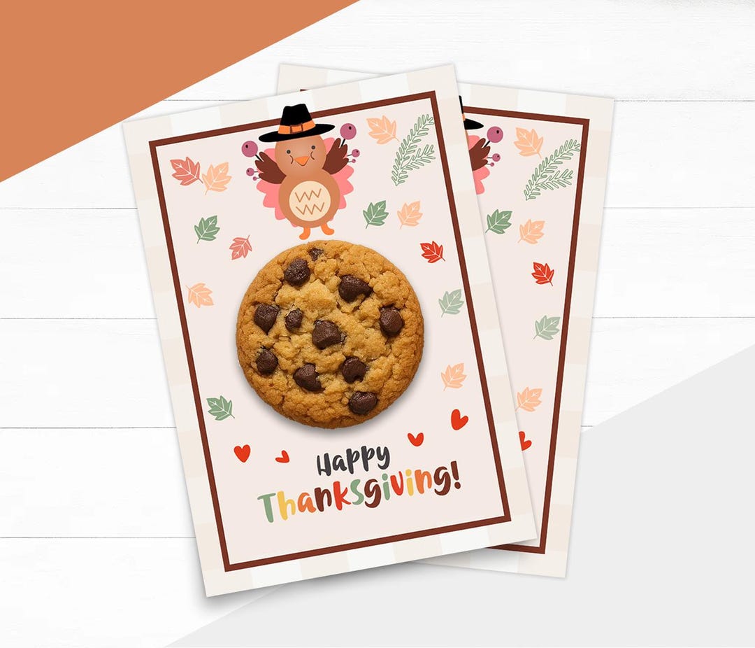 Happy Thanksgiving Cookie Card: Printable Treat Card Holder Fall Snack ...