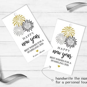 Printable New Year Gift Tags, Sparkling Golden Glitter (instant ...
