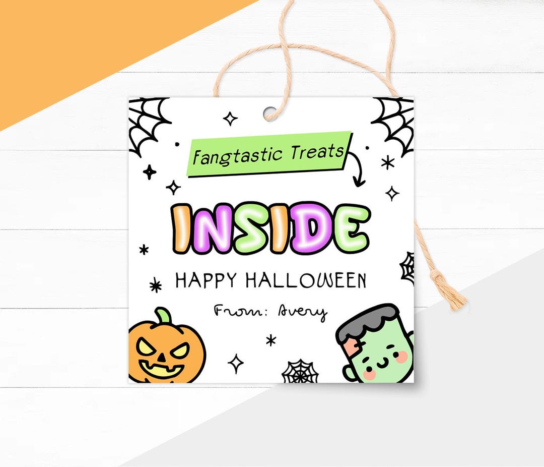Frankenstein Halloween Gift Tag: Printable Favor Tags With Pumpkin ...