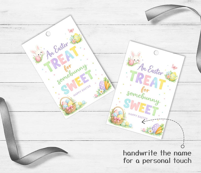 An Easter Treat for Somebunny Sweet Tag Printable, Bunny Cookie Favor ...