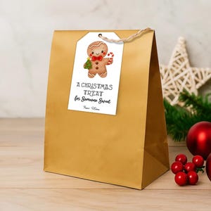 Gingerbread Man Christmas Gift Tags: Printable Holiday Treat Tag, Xmas ...