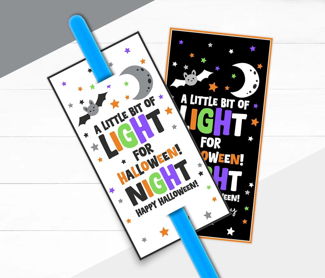 Halloween Glow Stick Holder Favor Tags: "a Little Bit of Light ...