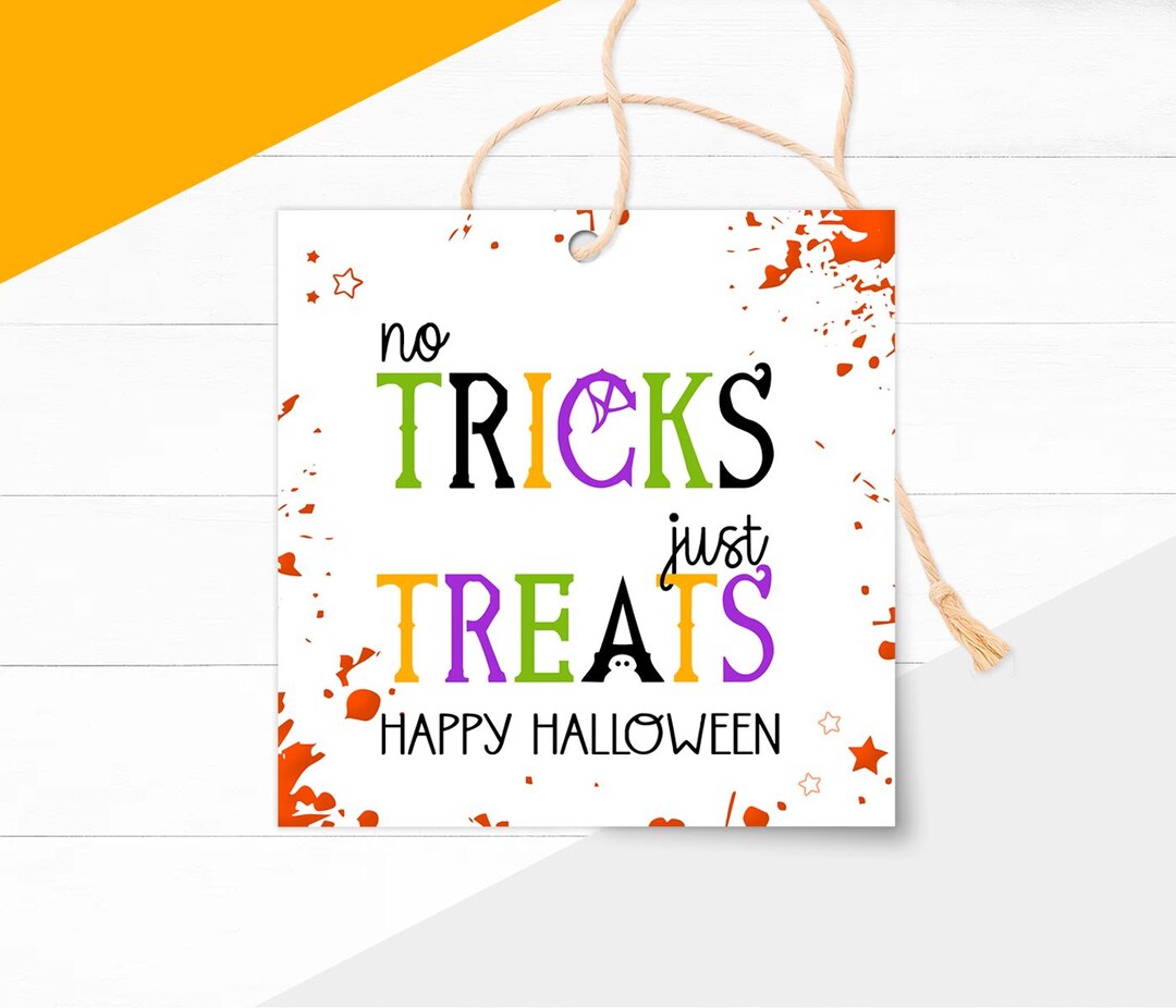 Printable Halloween Favor Tags: No Tricks Just Treats Cookie Tag, Gift ...