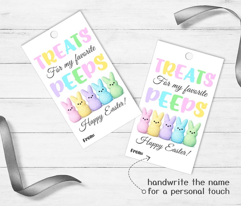 Peeps Easter Gift Tags Printable, Treats for My Favorite Peeps Tag ...
