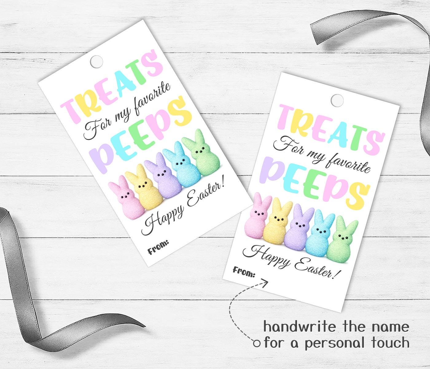 Peeps Easter Gift Tags Printable, Treats for My Favorite Peeps Tag ...