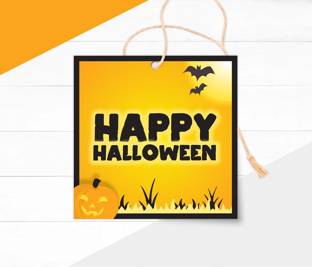 Happy Halloween Cookie Tags: Pumpkin Bat Printable Gift Cupcake Tag ...
