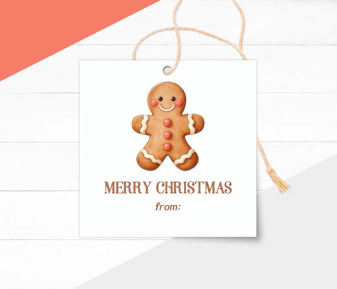 Printable Gingerbread Man Gift Tags: Christmas Favor Tag, Holiday Treat ...