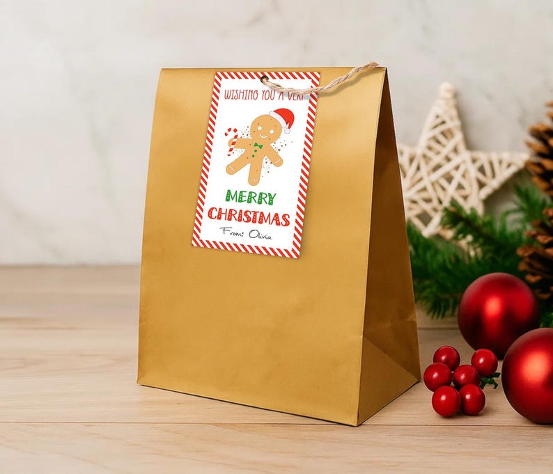 Etiquetas imprimibles de jengibre para regalos navideños: etiquetas ...