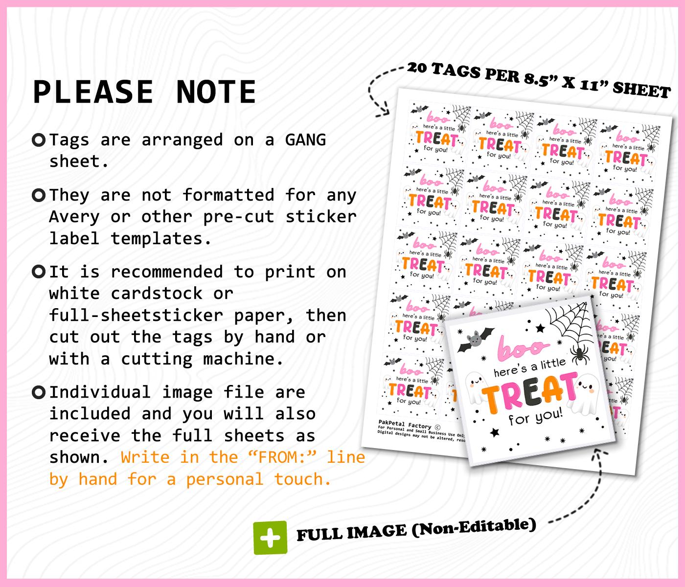 Printable Halloween Treat Tags: Spider Web Bat Ghost Boo Basket Labels ...