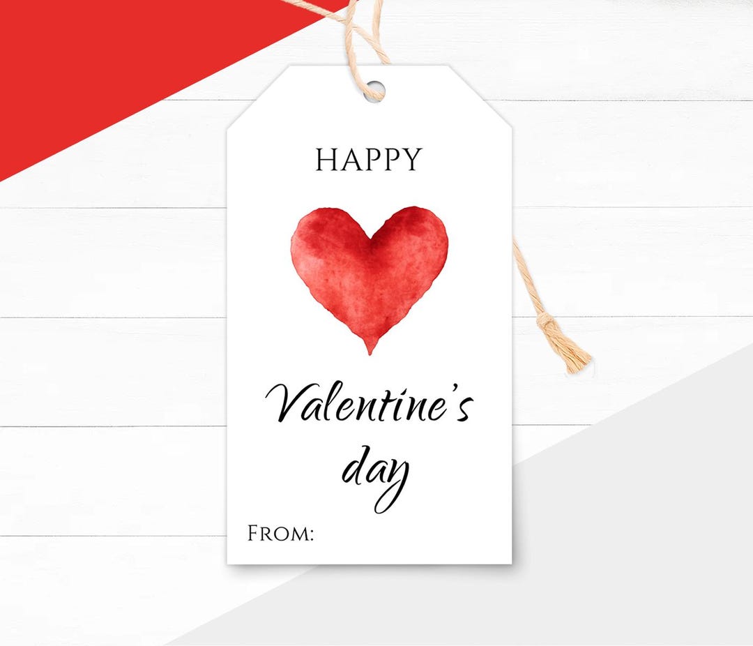 Valentine's Day Gift Tags Printable: Teacher Valentine Tag, Red Heart ...