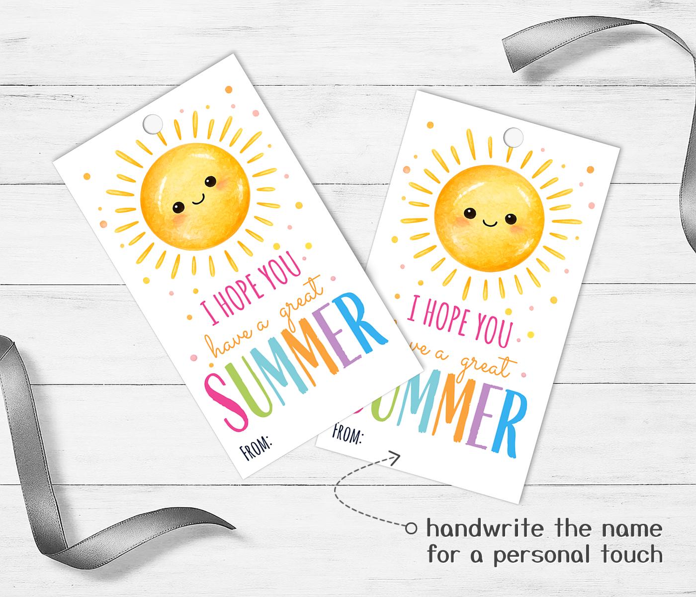 Last Day of School Gift Tags Printable, End of Year Summer Favor Label ...