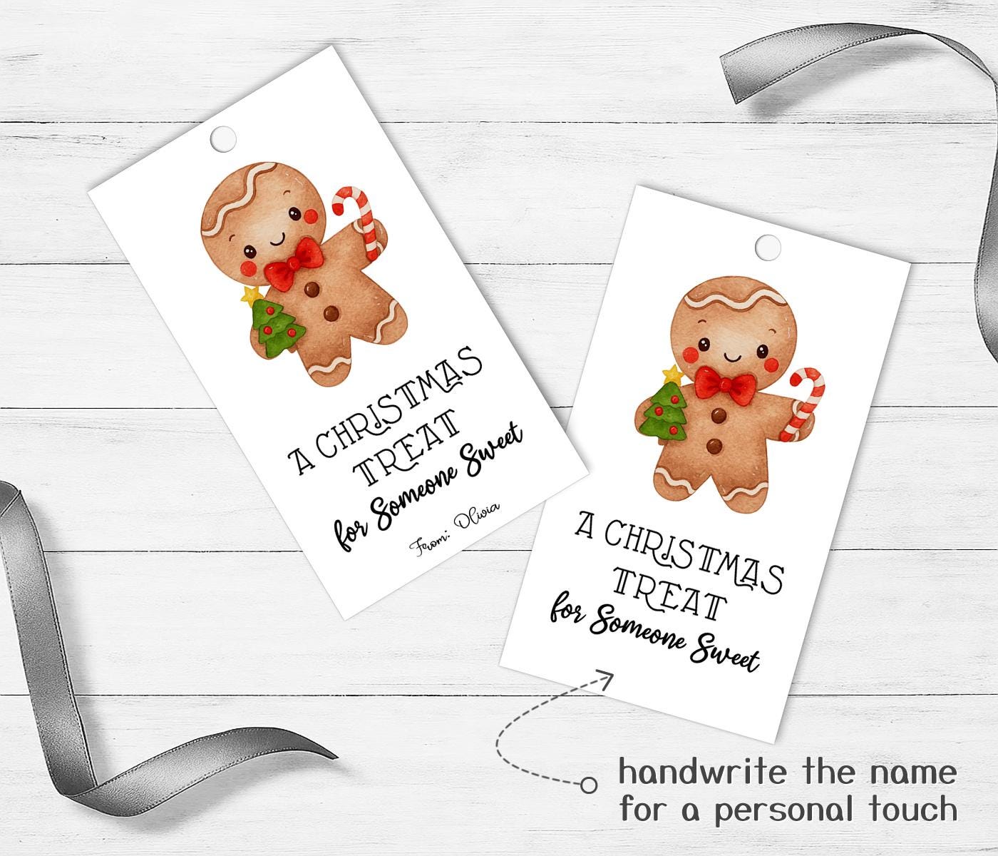 Gingerbread Man Christmas Gift Tags: Printable Holiday Treat Tag, Xmas ...