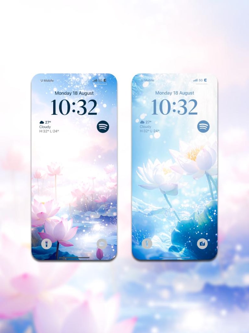 Set of 5 Lotus Wallpapers | Aesthetic 4K Digitalfresh Backgrounds ...