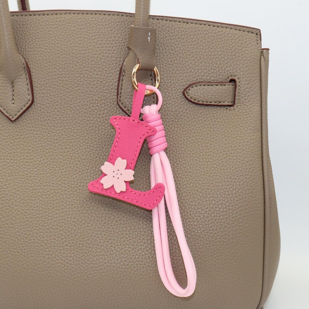 Personalized Leather Letter Keychain – Handmade Cherry Blossom Initial ...