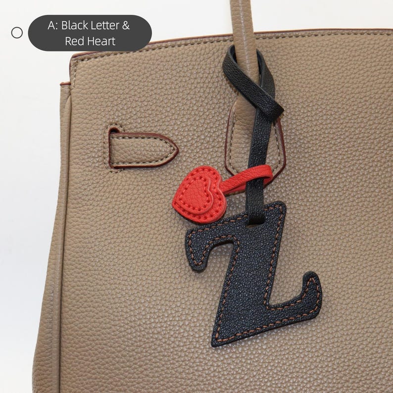 Personalized Leather Letter Bag Charm With Heart | Handmade Accessory ...