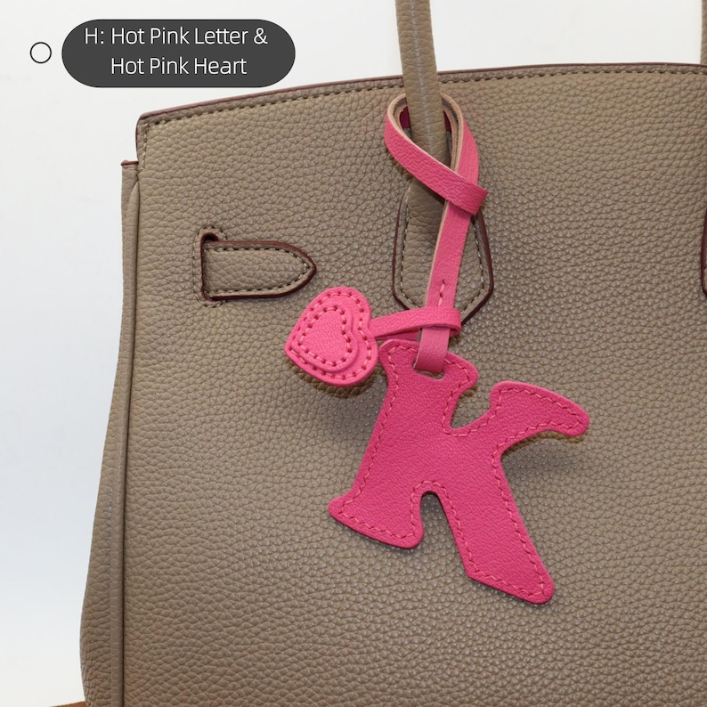 Personalized Leather Letter Bag Charm With Heart | Handmade Accessory ...