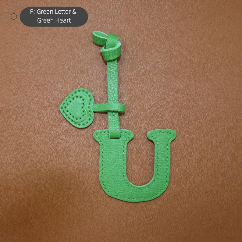 Personalized Leather Letter Bag Charm With Heart | Handmade Accessory ...
