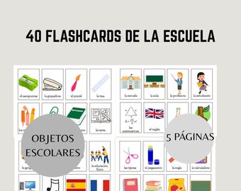 School Flashcards: Spanish Vocabulary for Kids Printable PDF, Tarjetas ...