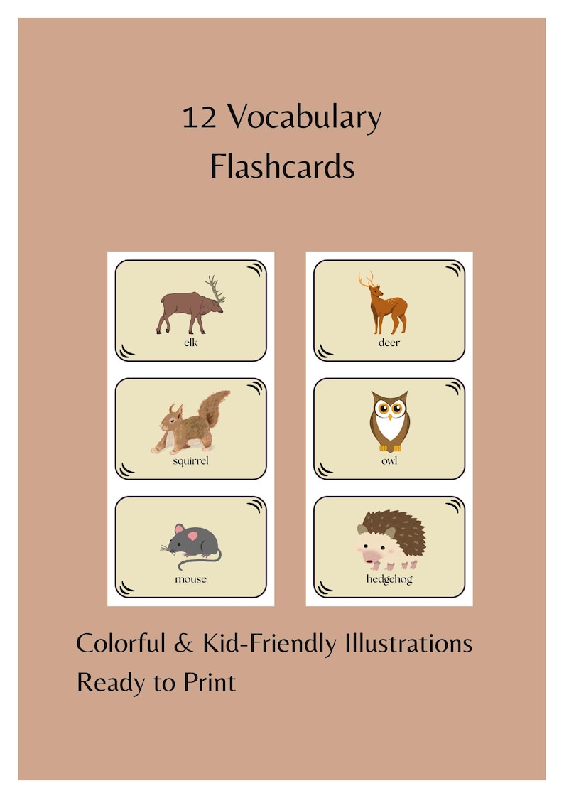 Forest Animals Flashcards | 12 Woodland Animal Vocabulary Cards | Kids ...