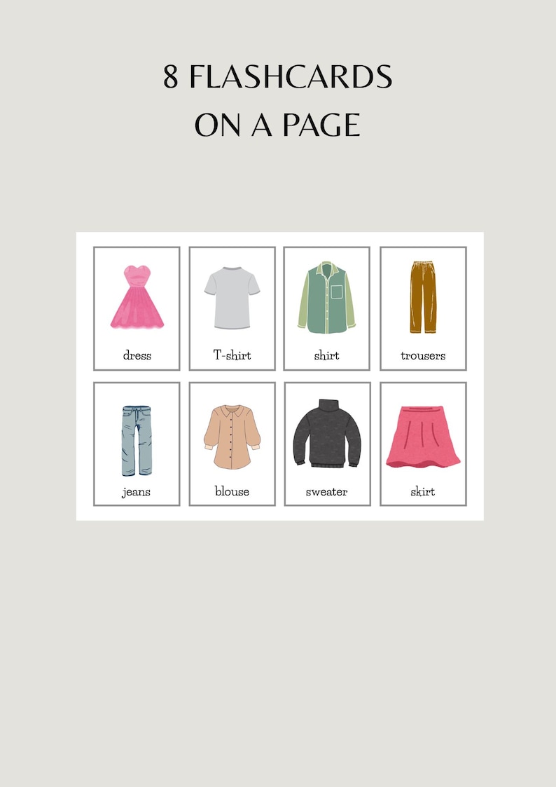 Clothes & Accessories Flashcards: English Vocabulary for Kids (PDF ...