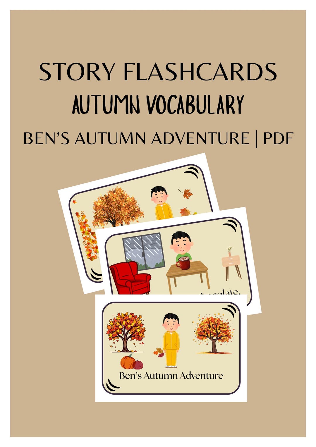 Autumn Flashcard Story: Kids ESL Vocabulary Builder (PDF Download) - Etsy