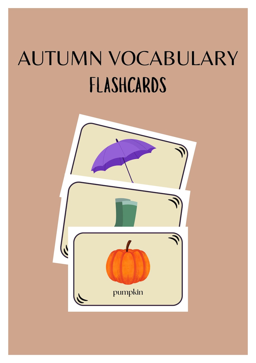 Autumn Fall Vocabulary Set Flashcards: ESL Printable Cards (PDF ...