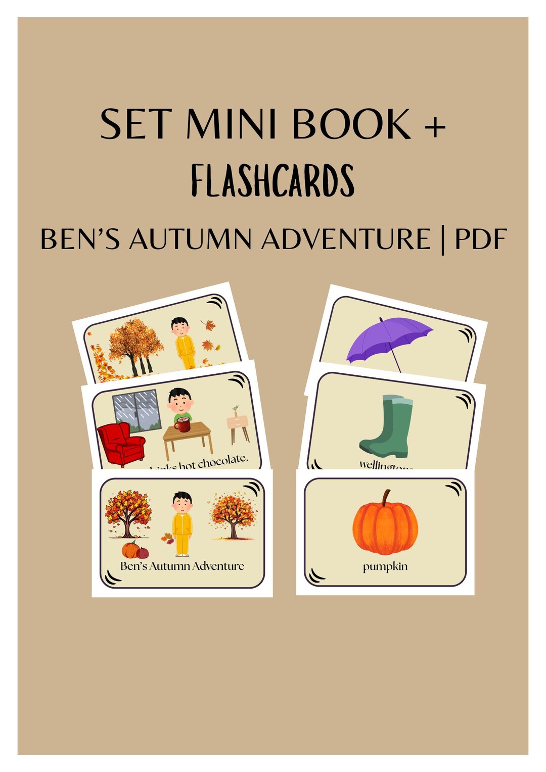 Autumn Fall Story Mini Book & Flashcards | ESL Vocabulary Set (PDF) - Etsy
