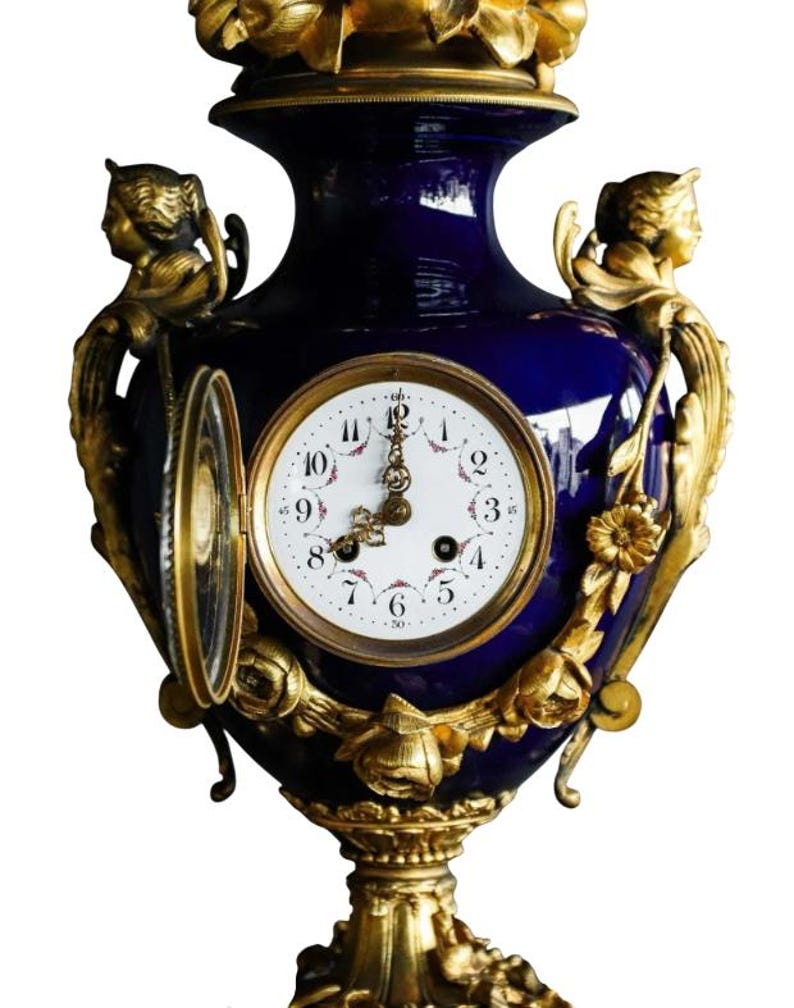 19th Century French Porcelain Clock & Candelabra Set: Antique Mantel Decor - Etsy