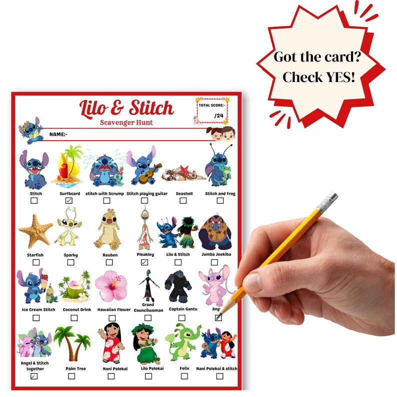 Lilo and Stitch Scavenger Hunt Printable Game, Kids Birthday Activity ...