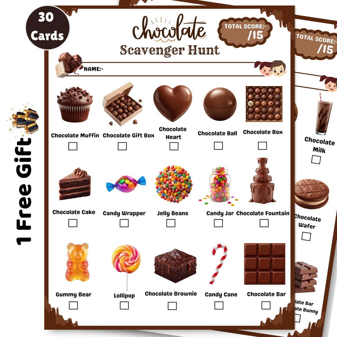 Chocolate Scavenger Hunt Game, Kids Party Activity, Sweet Treasure Hunt ...