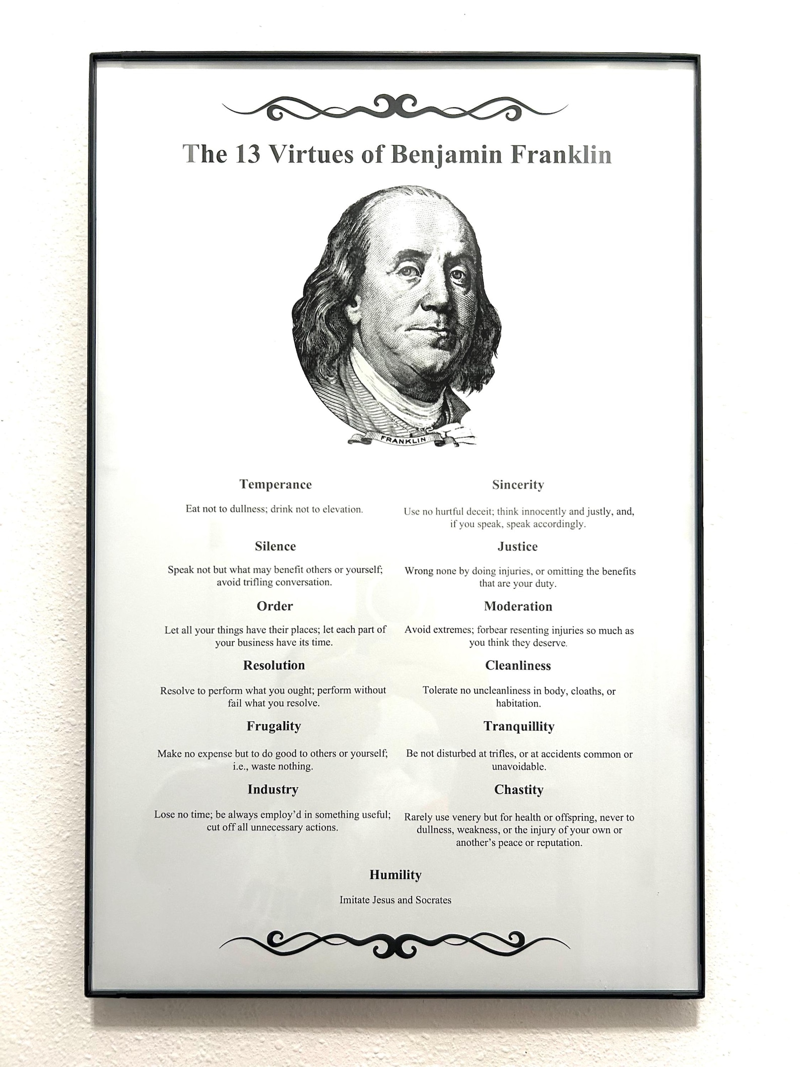The 13 Virtues of Benjamin Franklin - Etsy
