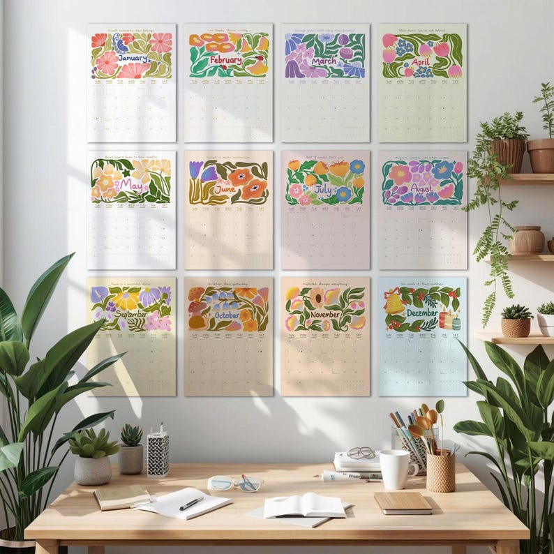 2026, 2027 Florals Wall Calendar: Art Monthly Planner, Recycled Paper ...