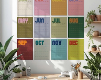 Retro Minimal 2026 Monthly Wall Calendar - Etsy